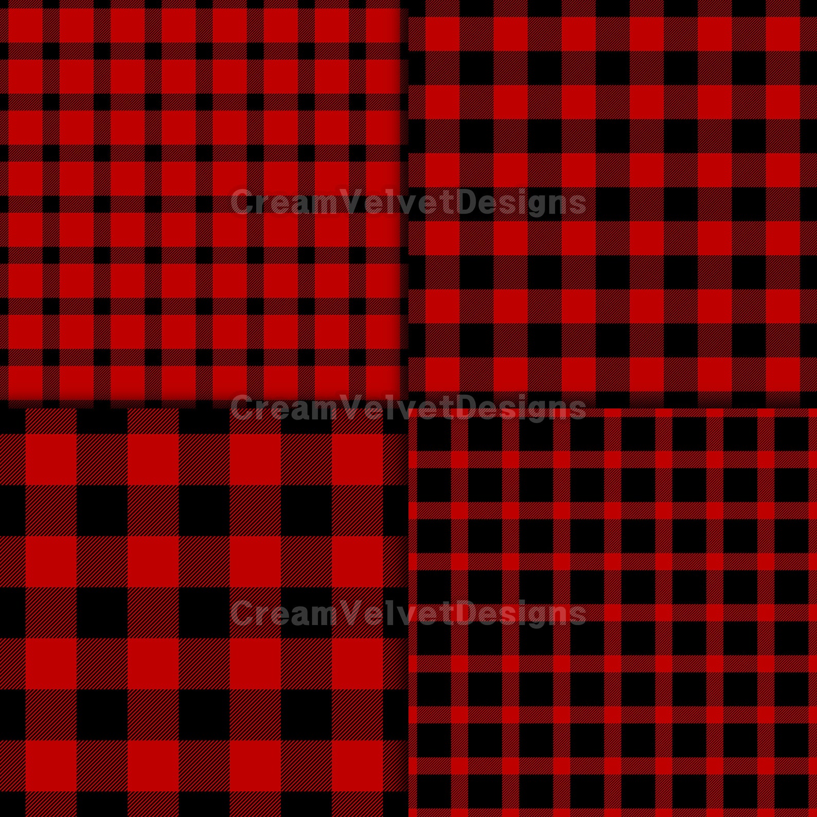 Buffalo Plaid Digital Papers Black and Red Backround - Etsy
