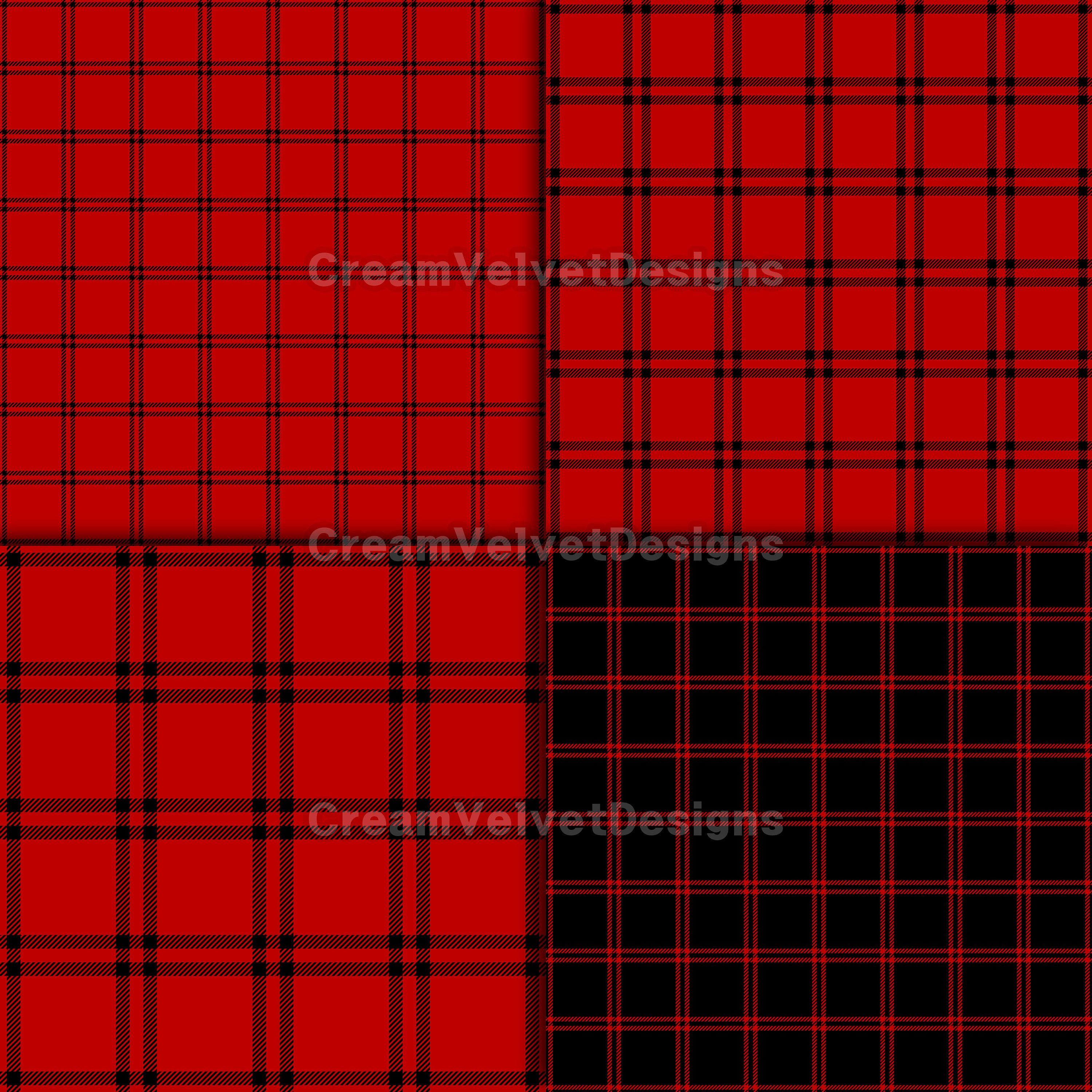 Buffalo Plaid Digital Papers Black and Red Backround - Etsy