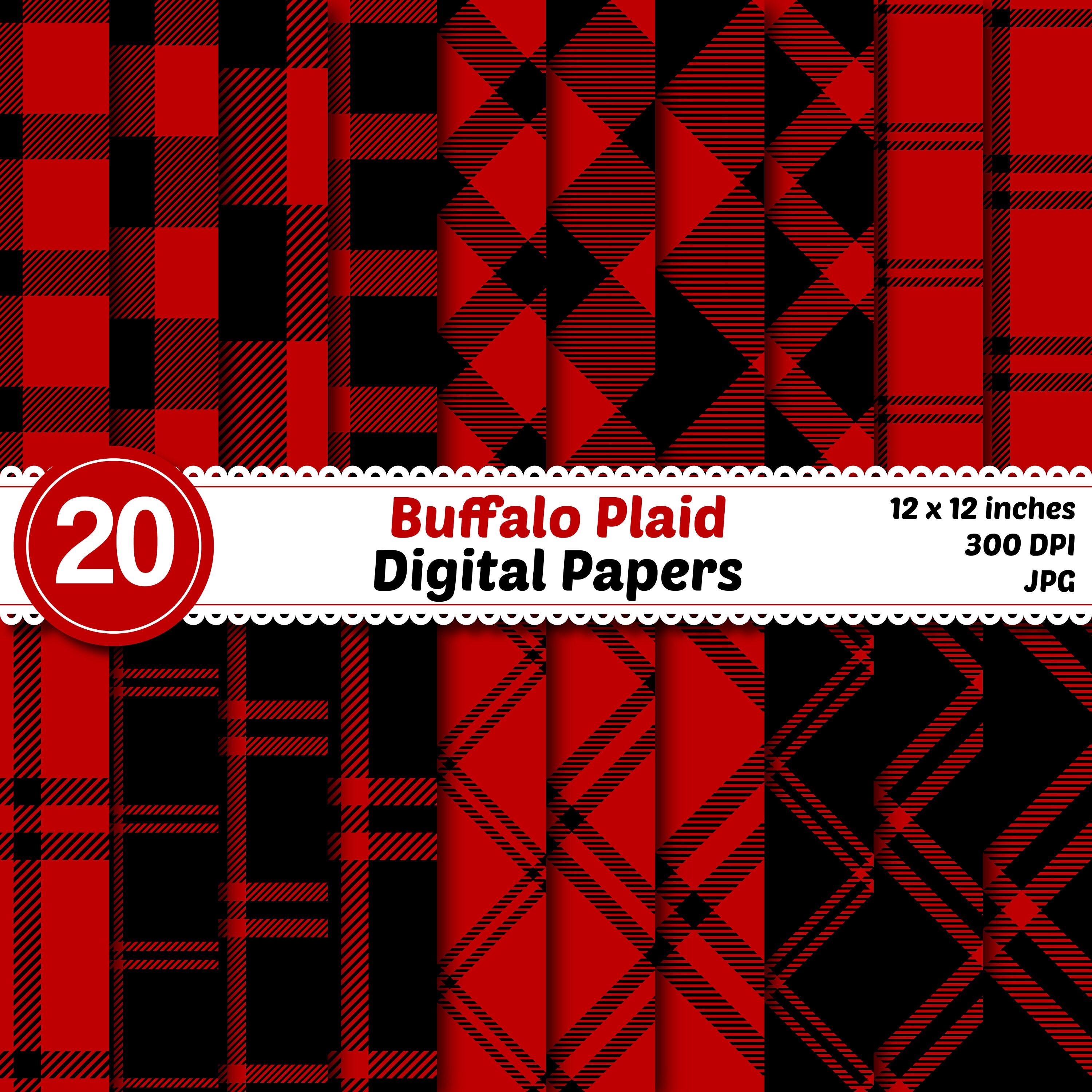 Buffalo Plaid Digital Papers Black and Red Backround - Etsy