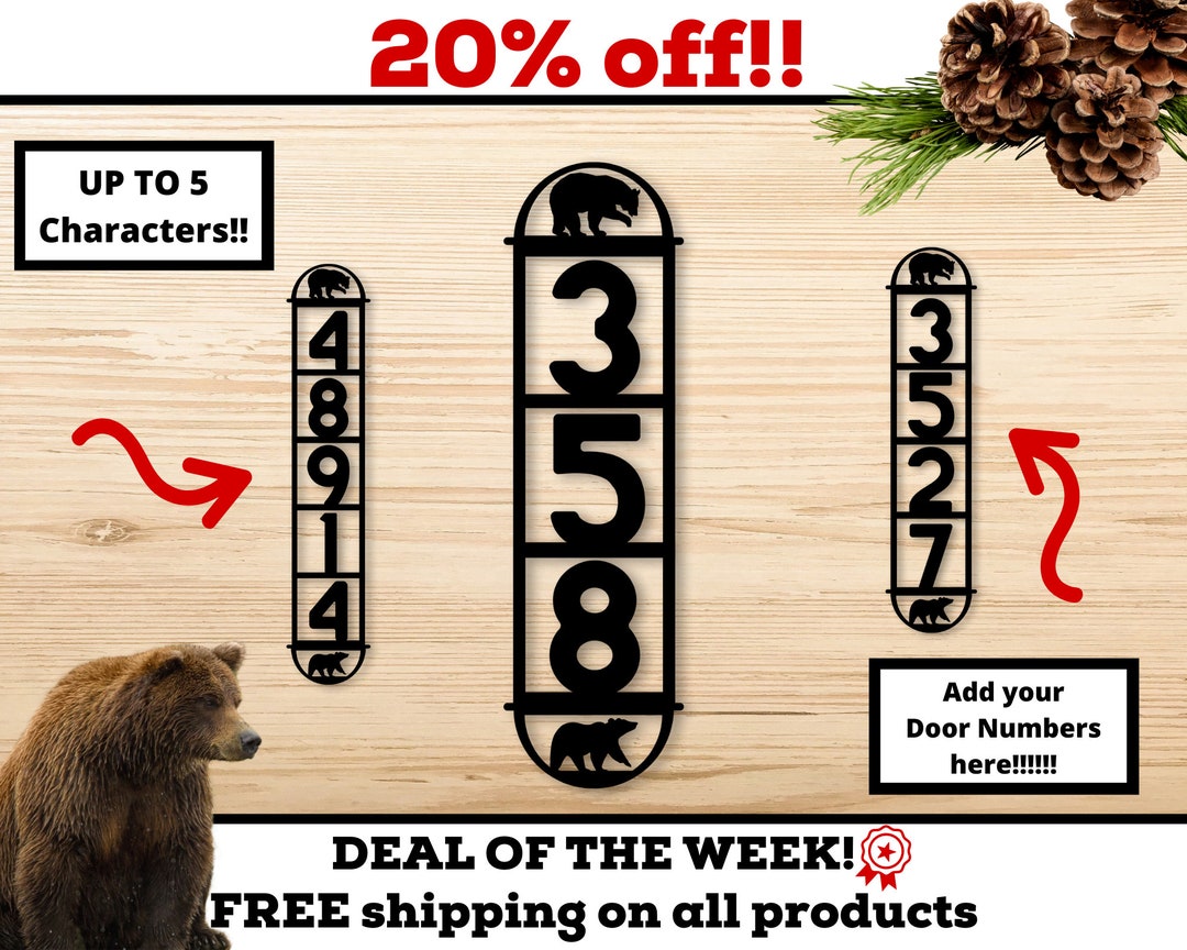 Custom Metal Sign Custom Bear Number Sign, Metal Grizzly Bear, Bear ...