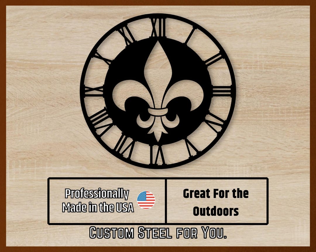 Roman Numeral Fleur De Lis Clock Sign, Metal Cajun Sign, Dad Gift, Home ...