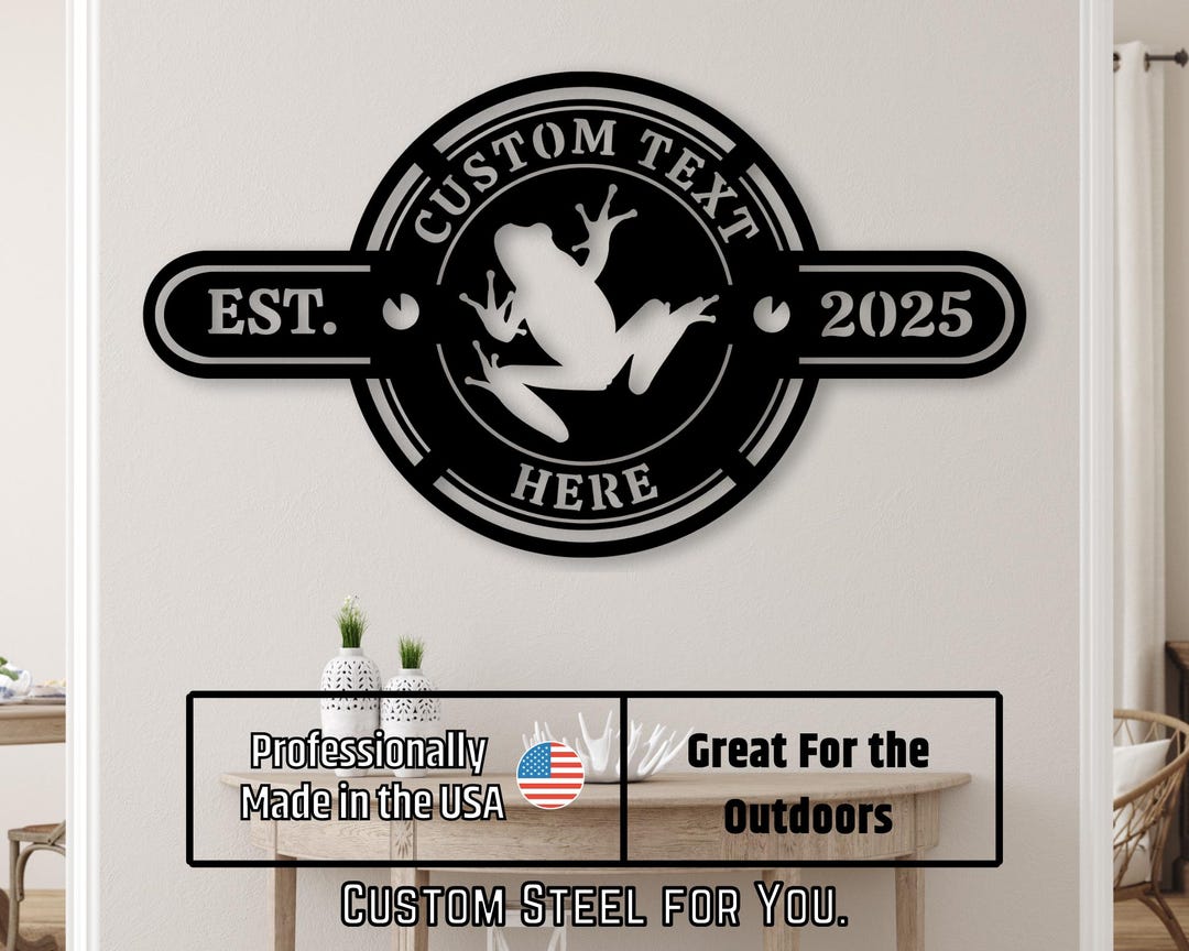 Custom Metal Sign Est Frog, Powder Coated Frog, Personalized Wall ...