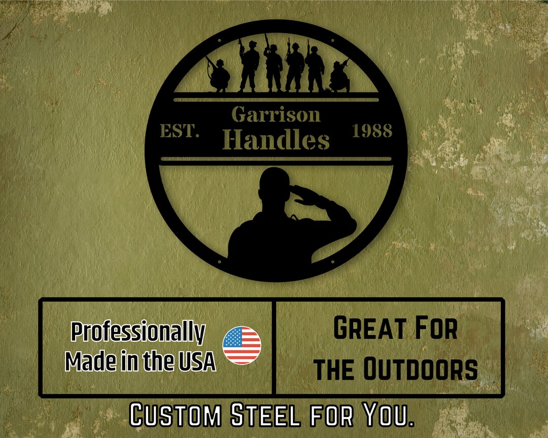 Custom Metal Sign Salute Military Sign Sign, Dad Gift, Custom Military ...