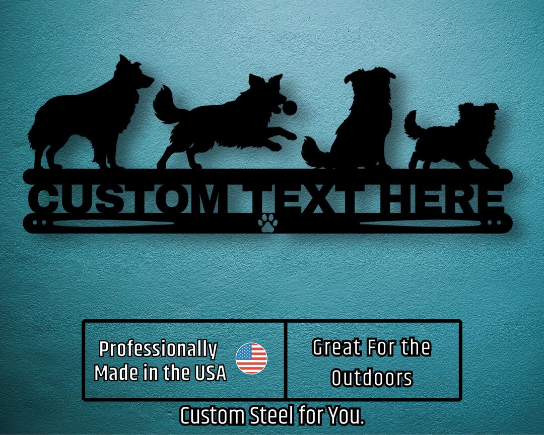 Custom Border Collie Metal Sign, Personalized Dog Name, Address - Etsy