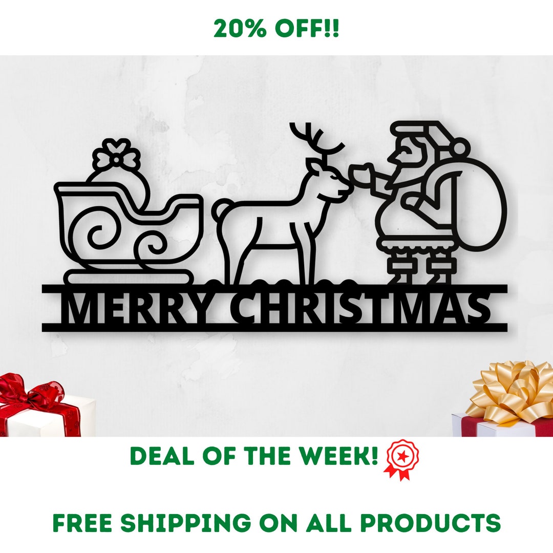 Christmas Custom Metal Sign Santa & Deer, Christmas, Reindeer, Rudolf ...