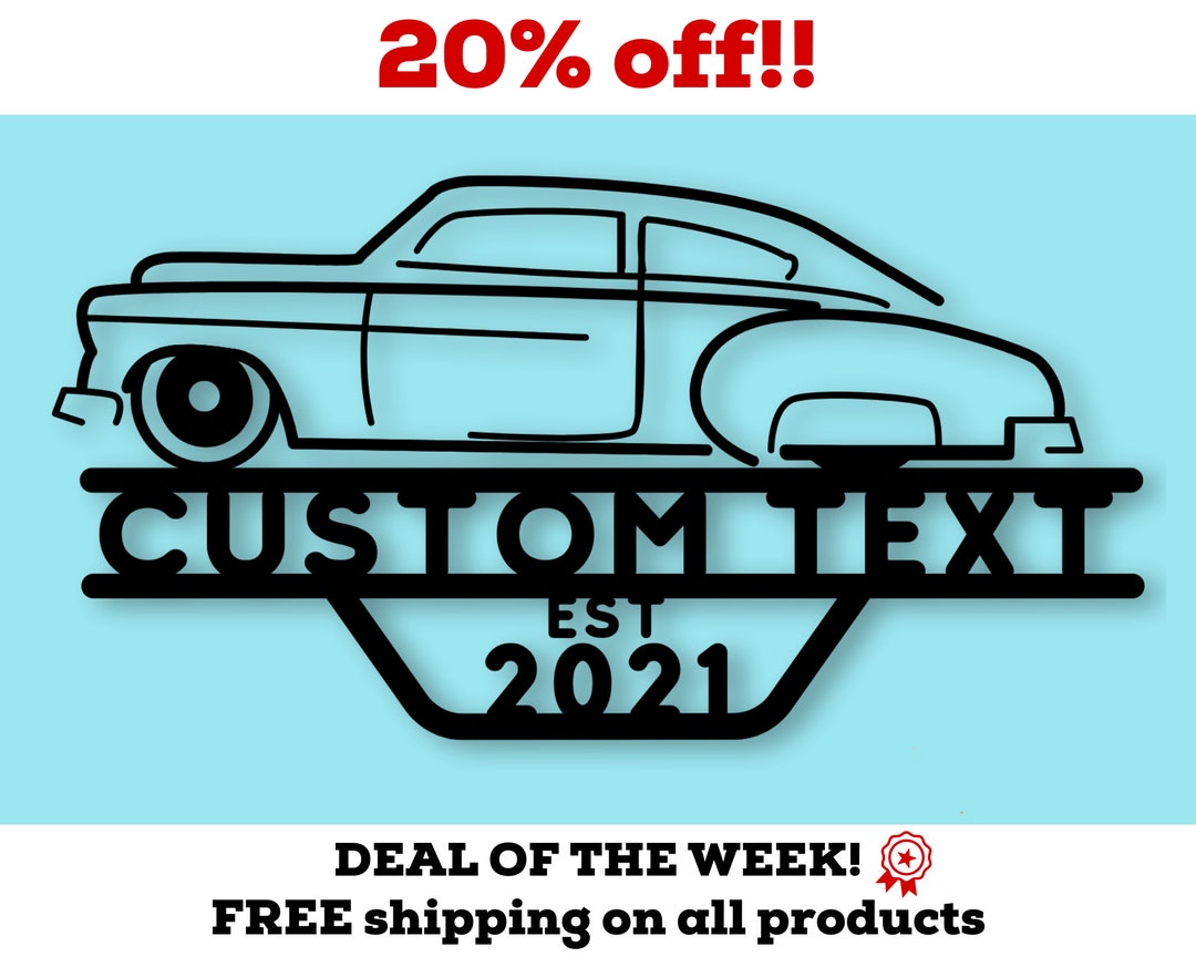 Classic Car Est Sign, Metal Car Sign, Home, Man Cave Décor, Front Door ...