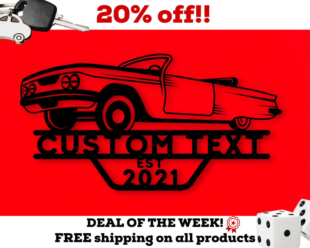 Custom Metal Sign Old Vintage Car Est Sign, Metal Car Sign, Gift, Man ...