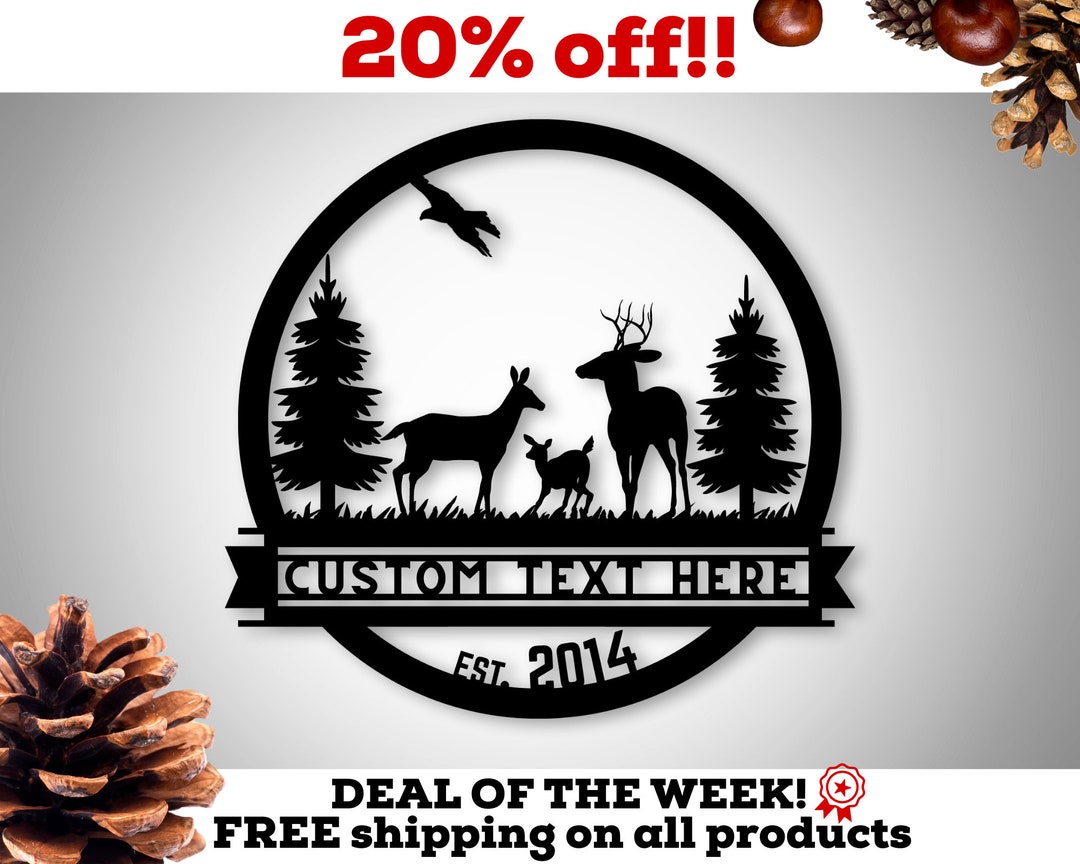 Custom Metal Sign Custom Family of Deer Est Sign, Metal Deer Sign ...