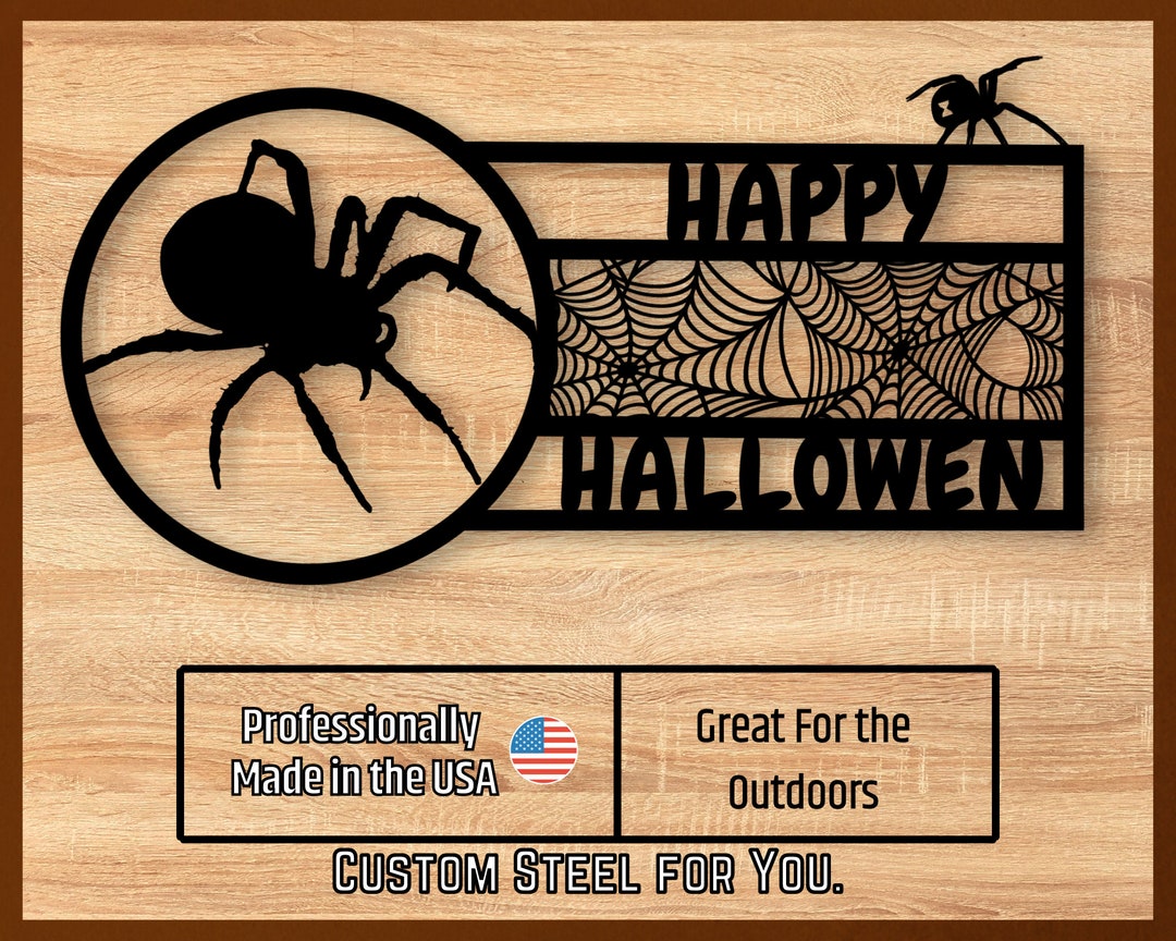 Valentines Day Gift Custom Happy Halloween Spider Sign, Metal Spider ...