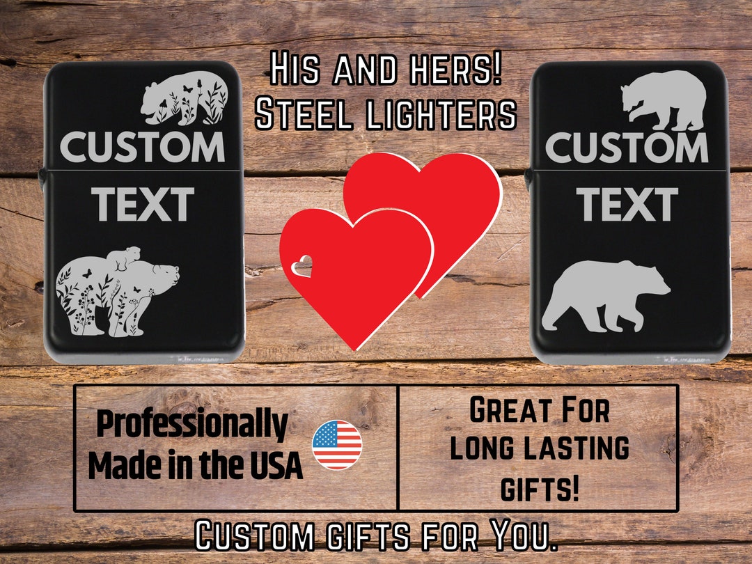 Custom Bear Lighter for Couples His and Hers Gift, Lovers, Personalized ...