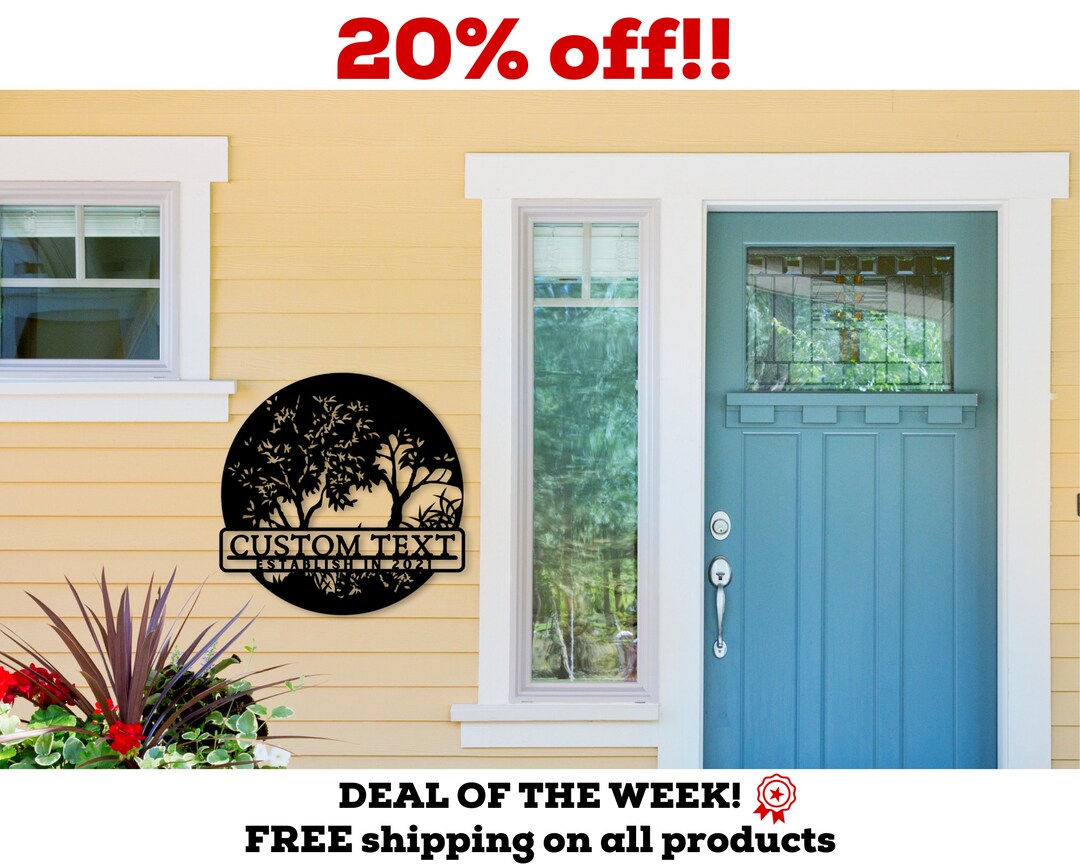 Custom Metal Sign Custom Circle Tree Established Sign, Metal Tree Sign ...