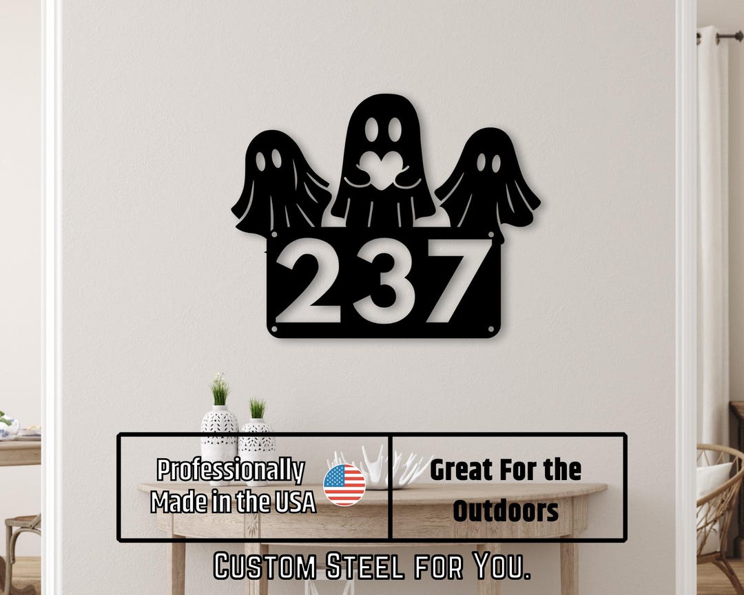 Custom Ghost Address Numbers Metal Sign, Halloween Gift, Front Door ...