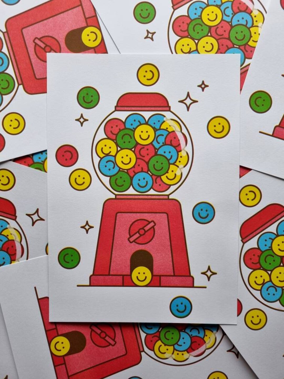 Smiley Gumball Machine - A4 Risograph Print - Etsy