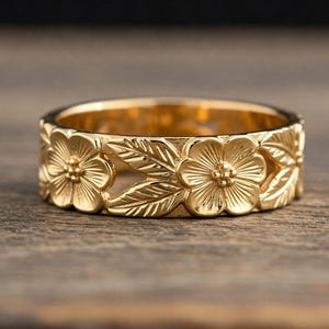 Art Deco Vintage Flower Wedding Ring, Leaf Inspired Daisy Flower Ring ...