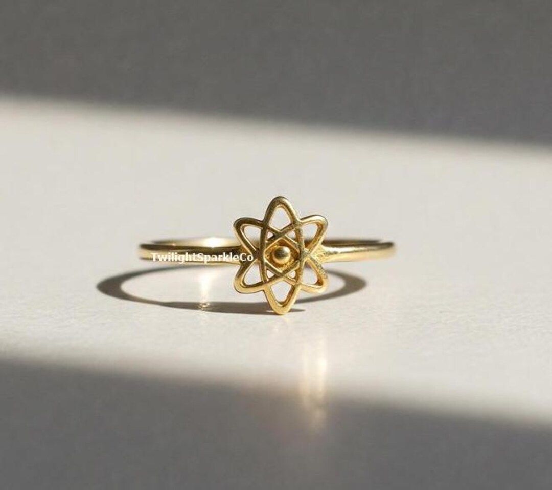Dainty Atom Ring, 925 Silver Science Jewelry, Women's Science Ring ...