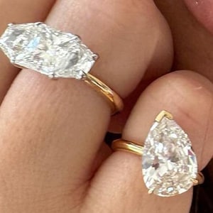 Emily Divorce Ring, Cross Pear Cut Solitaire Ring and Princess ...