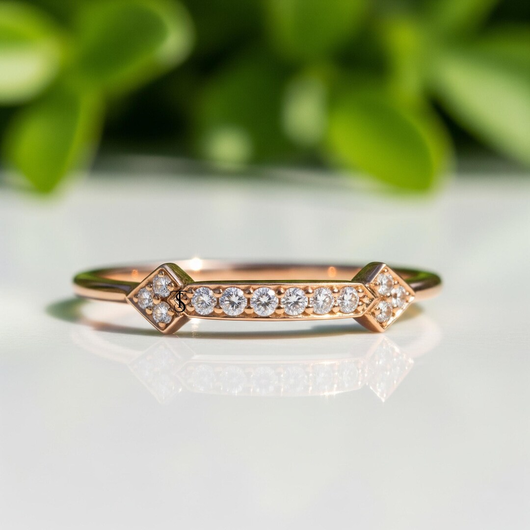 Dainty Art Deco Stackable Ring, Vintage Round Cut Diamond Vintage ...