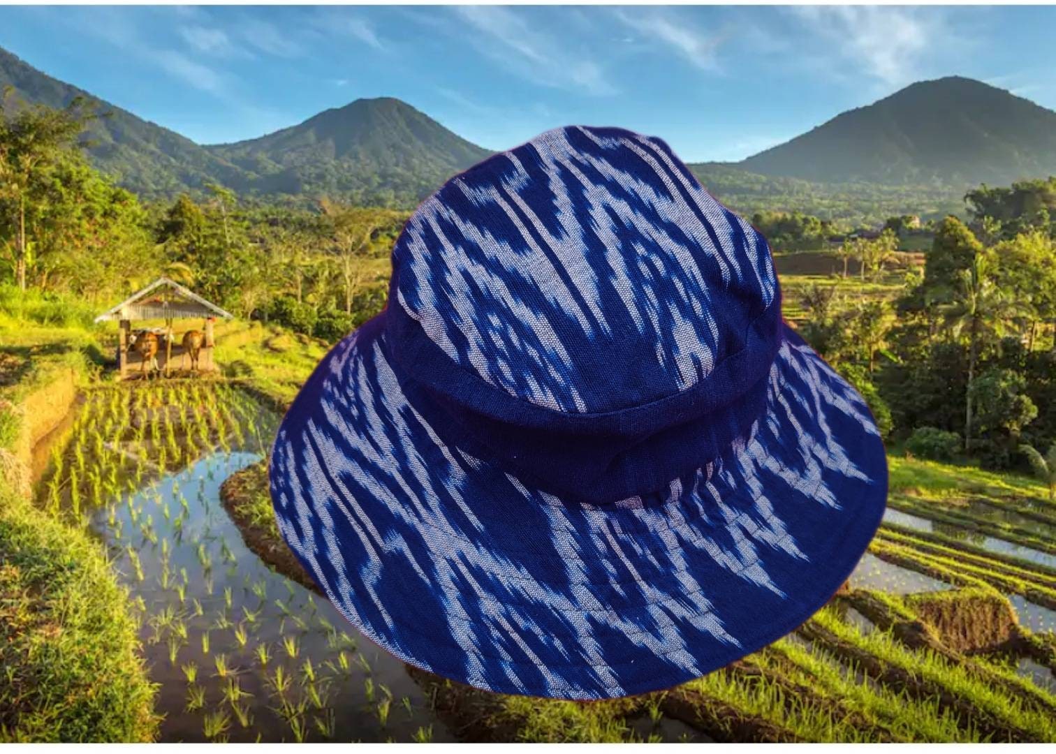 Indigo Hat , Lao Thai Pattern Mut Mee Cotton - Etsy