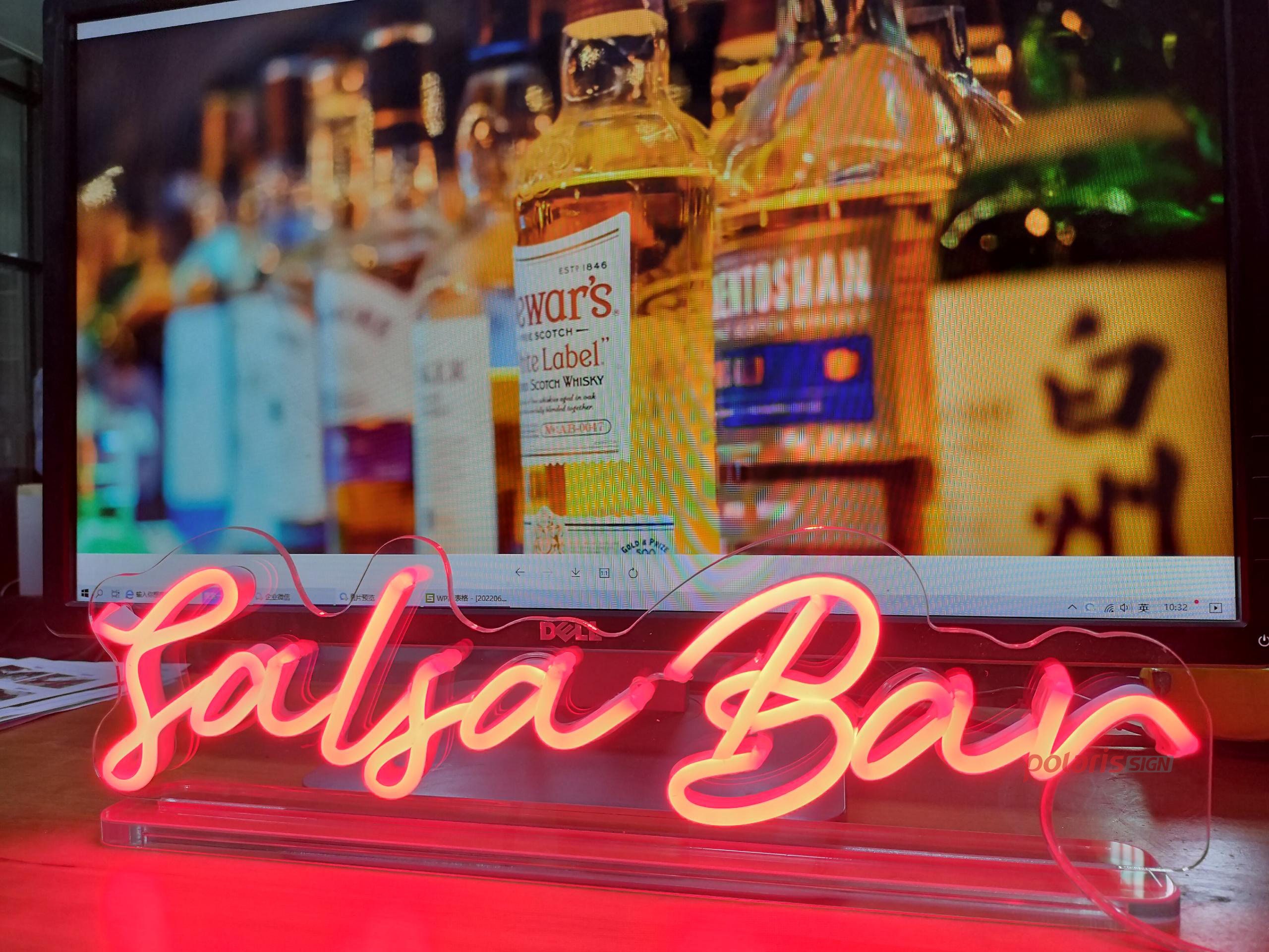 Custom LED Neon Table Sign With Stand, Business Bar Decor - Etsy
