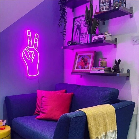 Peace Neon Sign Victory Neon Sign Led Neon Sign Custom - Etsy