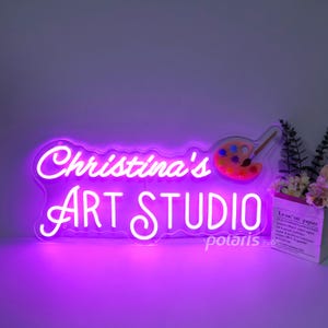 Custom Art Studio Neon Sign: Handmade Shop Signage, Paint Brush Sign ...