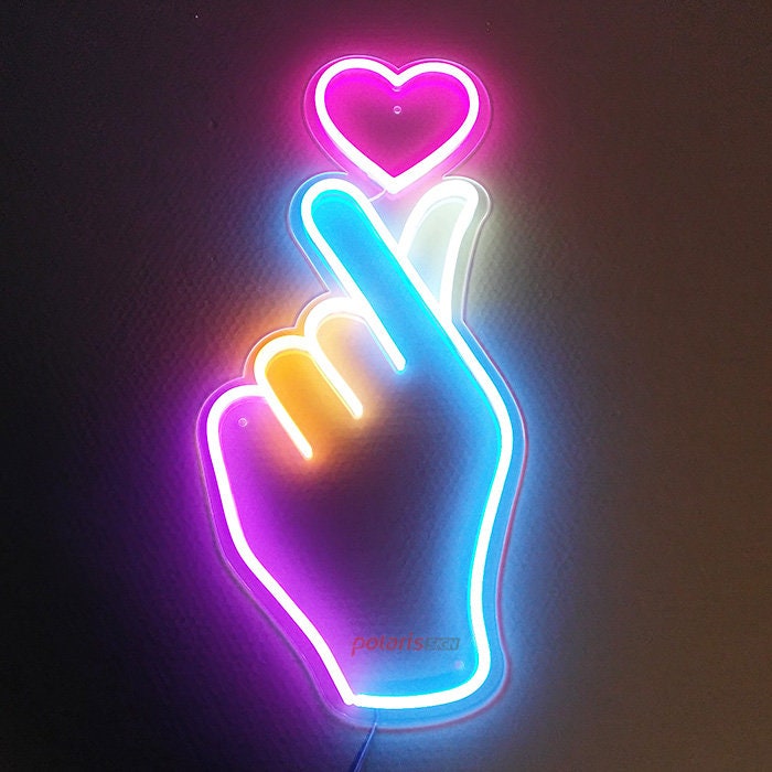 BTS Finger heart neon sign LED neon sign Korea neon sign - Etsy México
