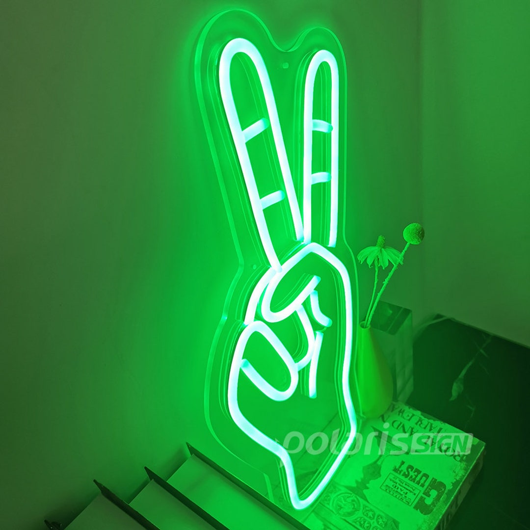 Peace Neon Sign, Victory Neon Sign, Led Neon Sign, Custom Figers Neon ...