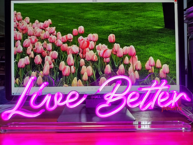 Custom LED Neon Table Sign With Stand, Business Bar Decor - Etsy