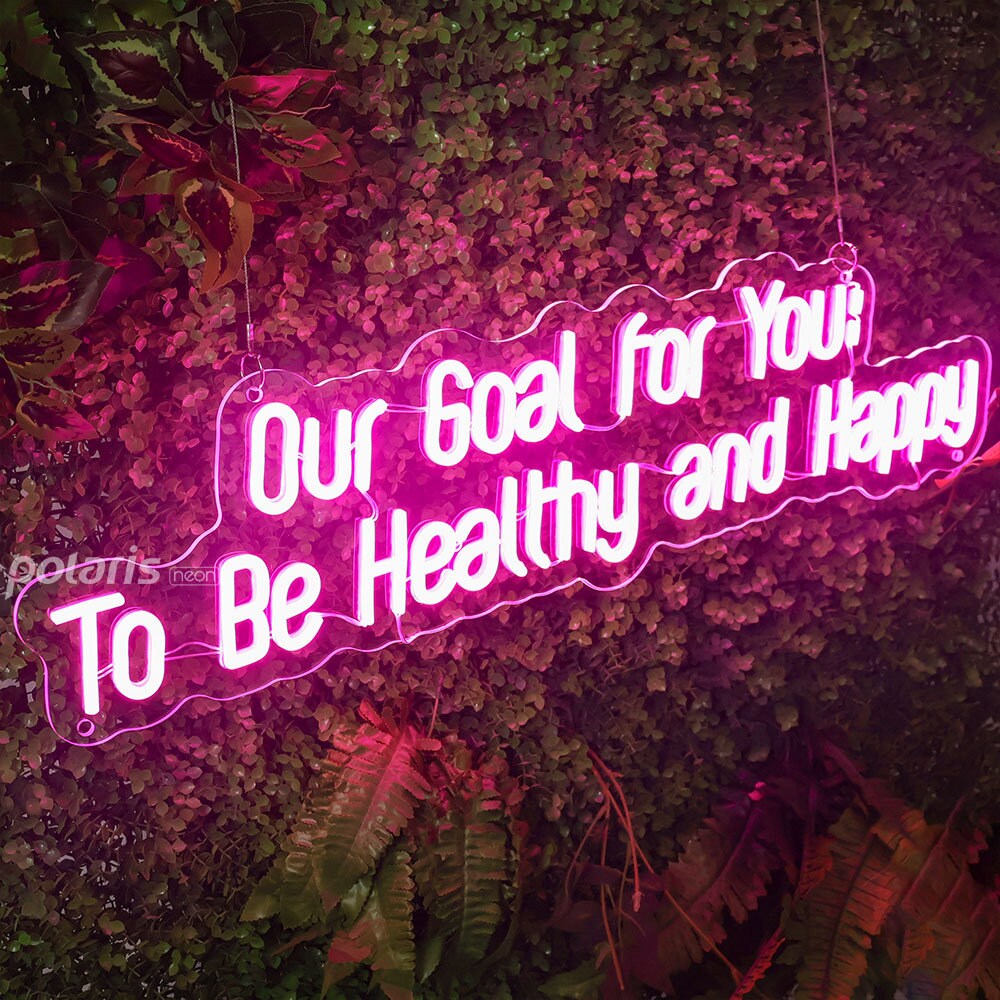 Healthy & Happy LED Neon Sign: Motivational Wall Art - Etsy