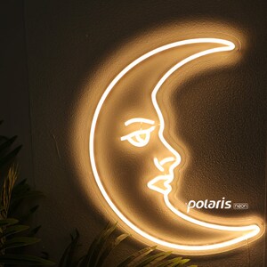 Moon Face Neon Sign, Led Neon Sign, Moon Neon Sign, Kid's Room Wall ...