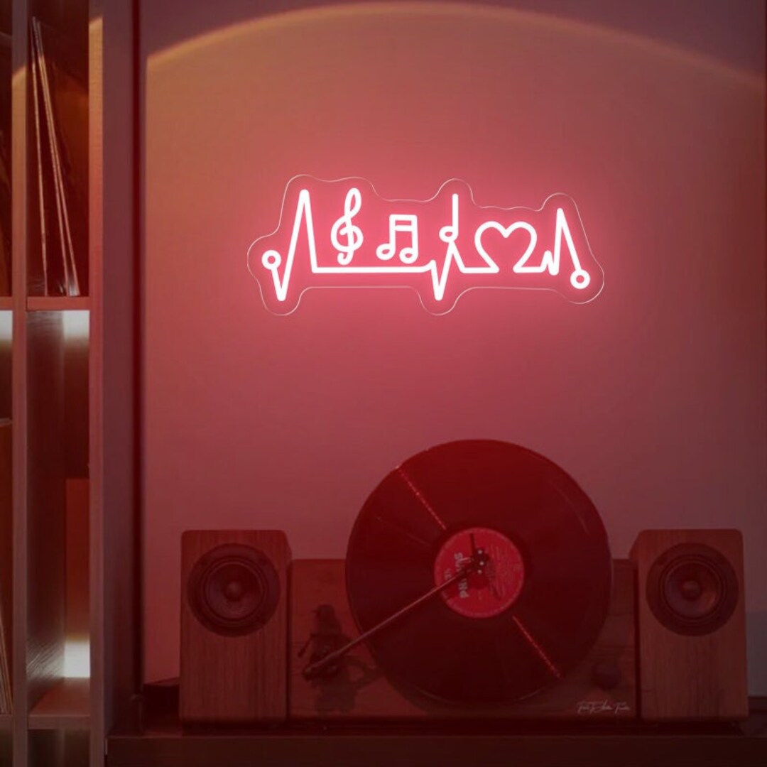 Heart Rate Neon Light,musical Notes Neon Sign,live Music Led,bedroom ...
