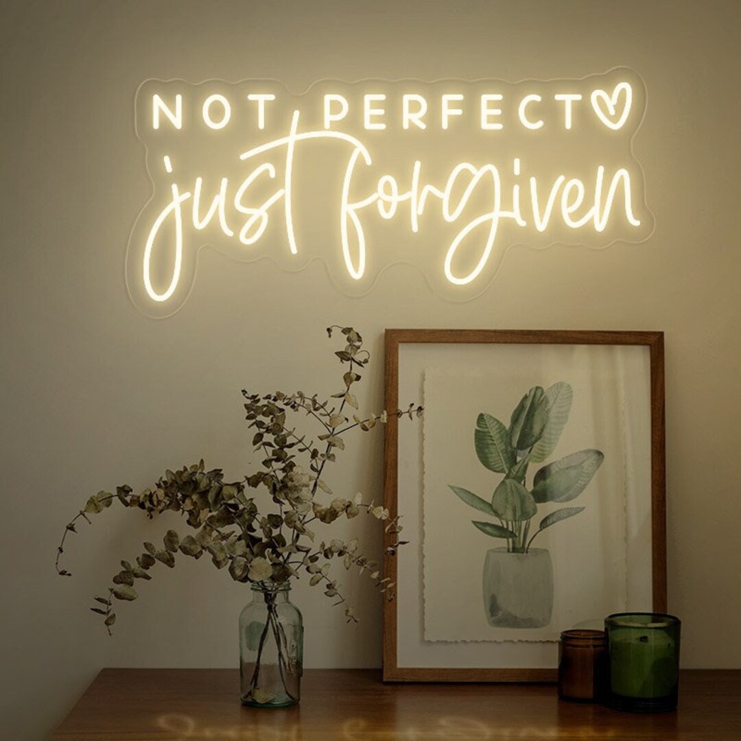 Not Perfect Just Forgiven Neon Sign,jesus Faith Sign,christian Wall Art ...