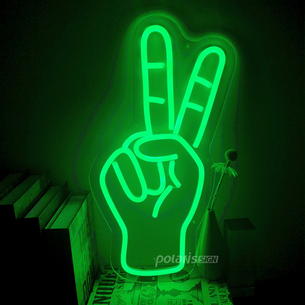 Peace Neon Sign Victory Neon Sign Led Neon Sign Custom - Etsy