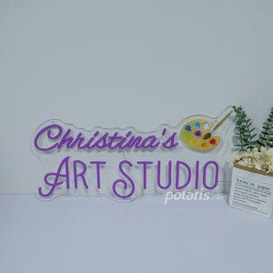 Custom Art Studio Neon Sign: Handmade Shop Signage, Paint Brush Sign ...