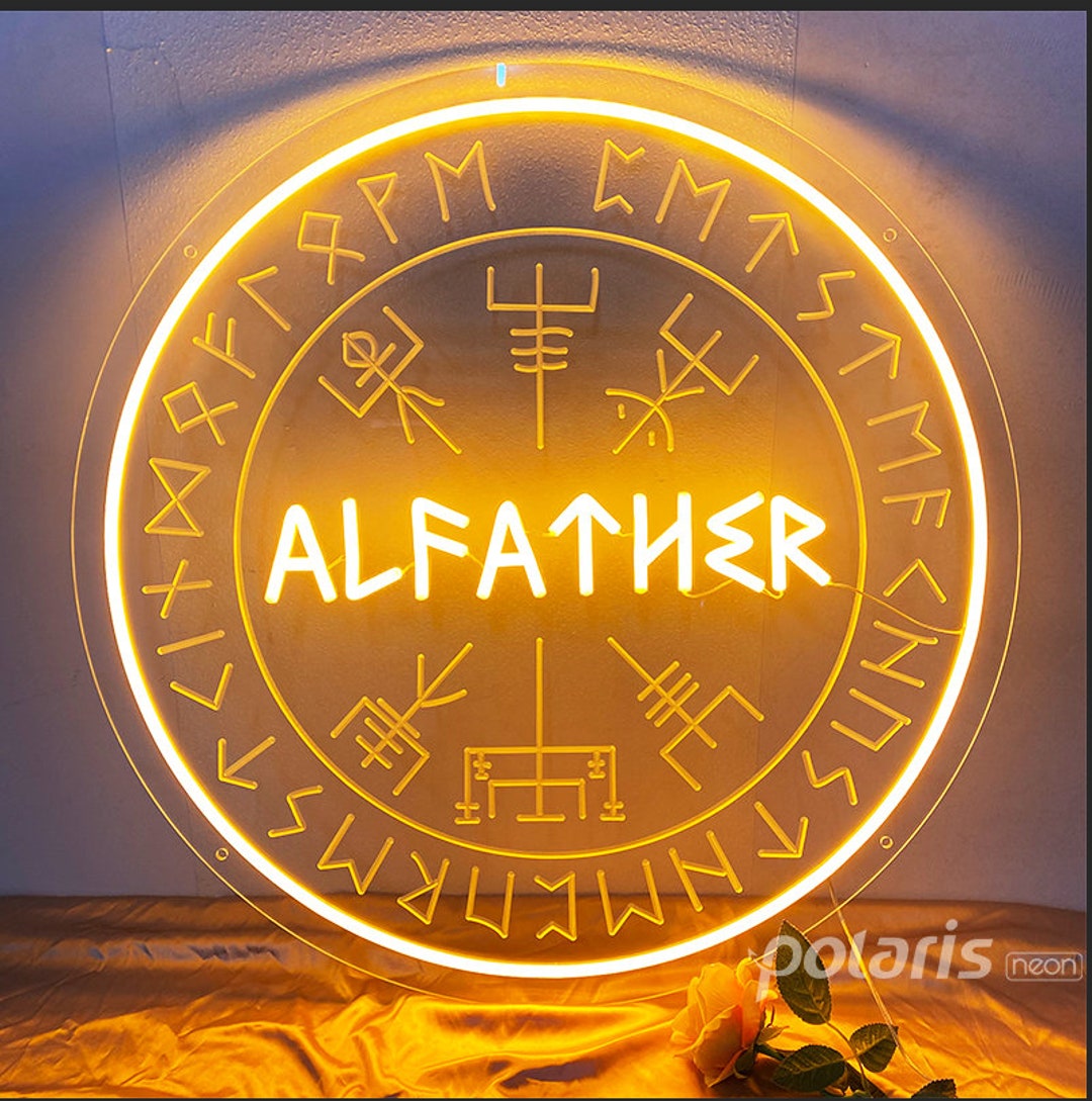 Personalized Futhark Runes Sign, Custom Viking Compass Runes Neon Sign ...