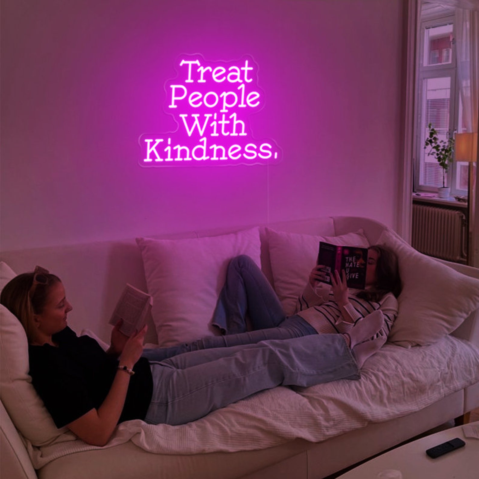 Treat People With Kindness Neon Sign: Inspiring LED Wall Art - Etsy