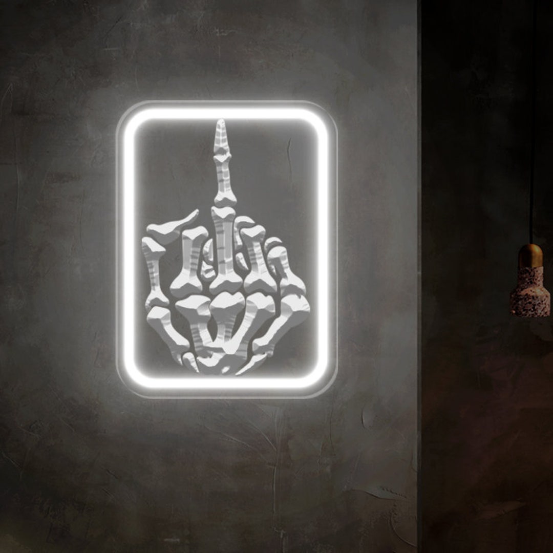 Skeleton Middle Finger Neon Signskeleton Gesture Led - Etsy