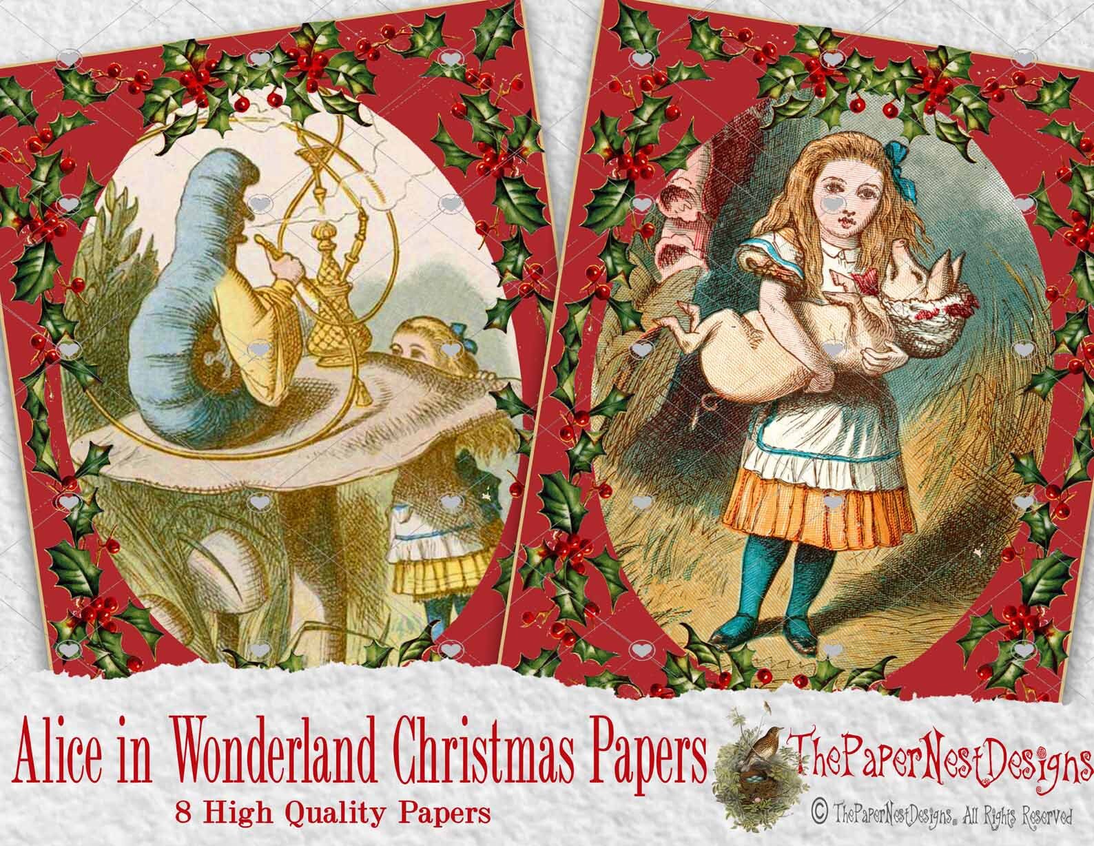 Alice in Wonderland Papers, Alice in Wonderland Cards, Alice Paper Pack ...