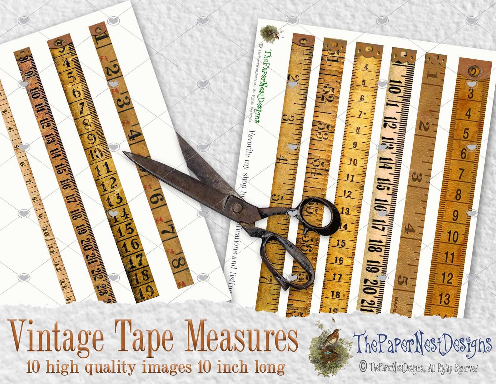 Old Tape Measure, 10 Vintage Style Paper Tape Measures, Approx 10 Inch ...