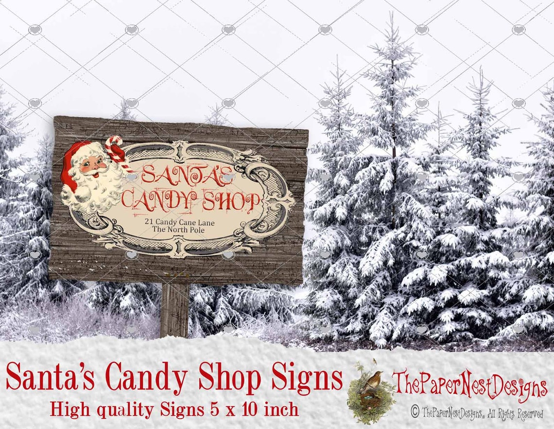 Santa's Candy Shop Signs Christmas Decoration Christmas - Etsy Sweden