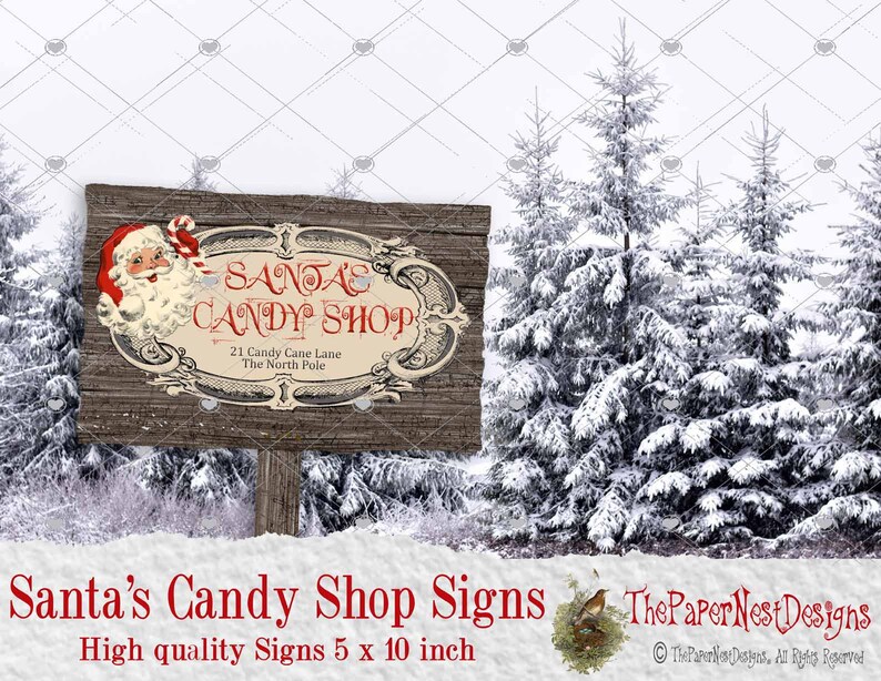 Santa's Candy Shop Signs, Christmas Decoration, Christmas Party Sign ...