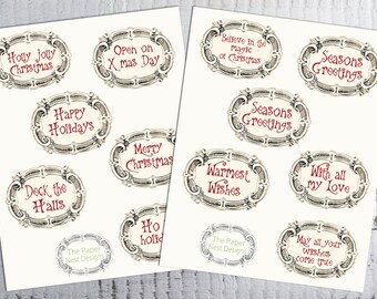 Vintage Christmas Digital Labels Embellishments Digital Christmas ...