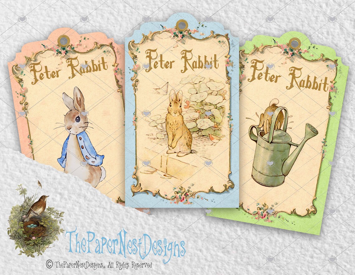 Peter Rabbit Tags, Beatrix Potter Tags, Printable Tags, Peter Rabbit ...