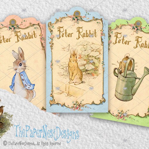 Peter Rabbit Tags Beatrix Potter Tags Printable Tags Peter - Etsy Sweden