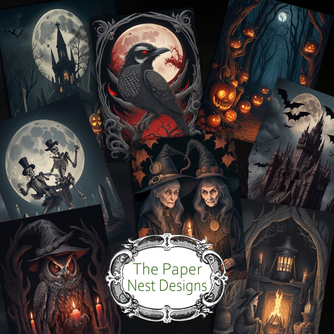 Spooky Halloween Cards 8 Printable Greeting Cards Also Great - Etsy