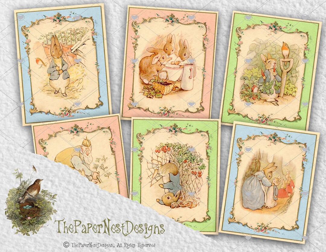 Beautiful Peter Rabbit Cards, Six Cards With Images of Beatrix Potter ...