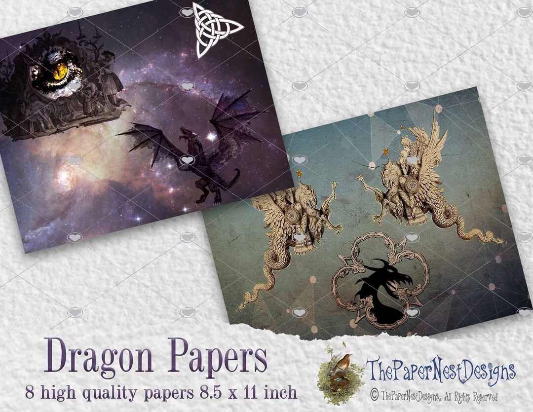 Dragons Papers, Eight Fantasy Inspired Papers, 8,5 X 11 Inch, Instant ...