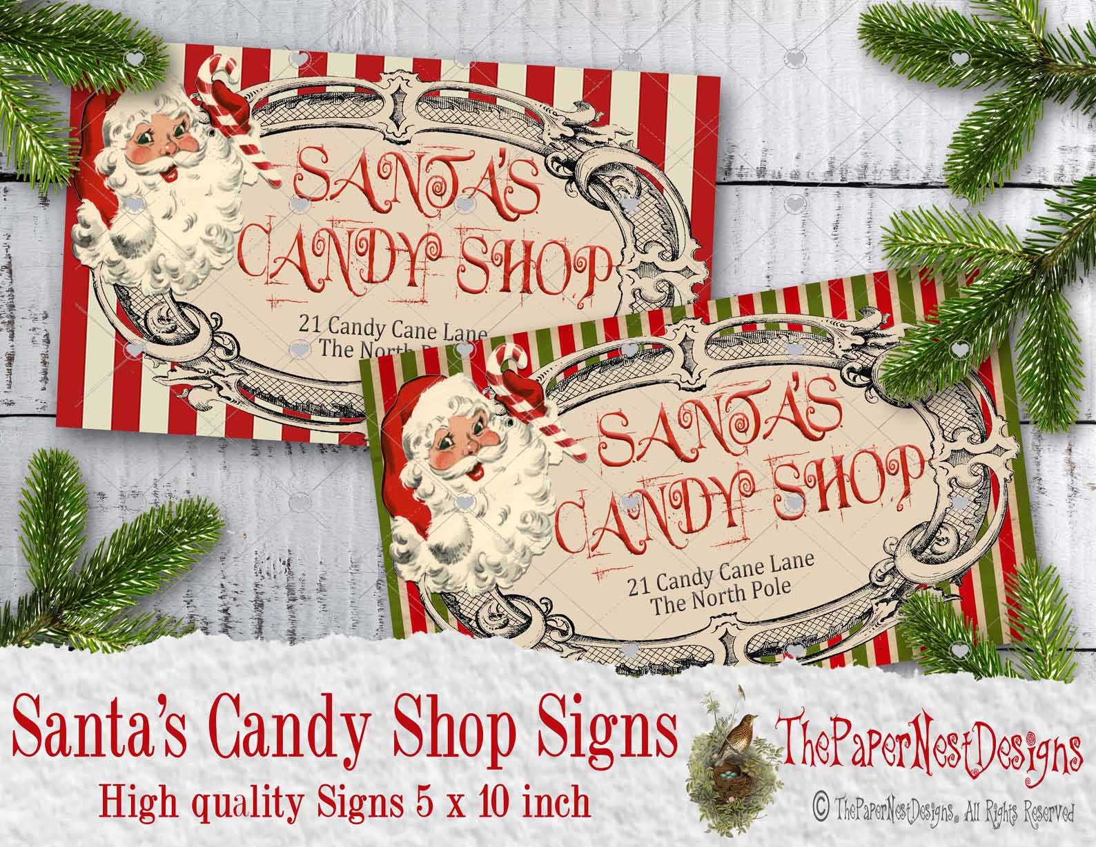 Santa's Candy Shop Signs Christmas Decoration Christmas - Etsy Sweden