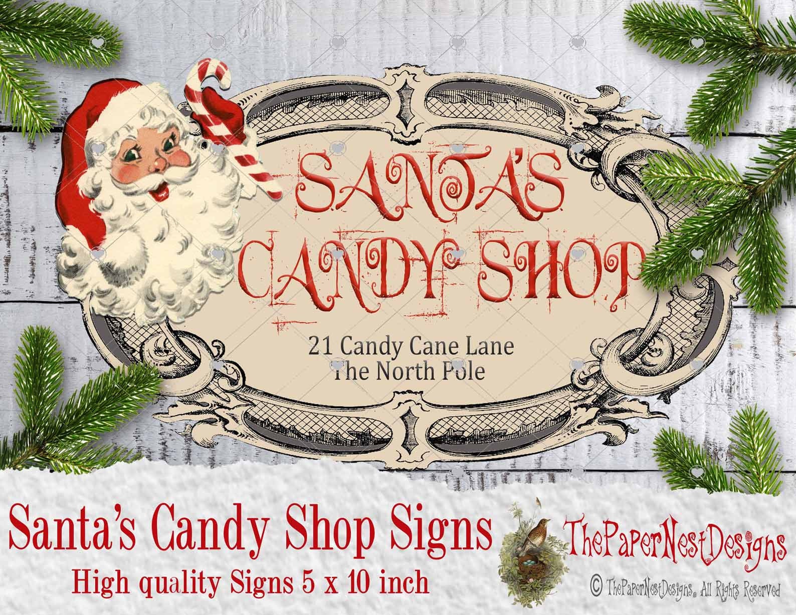 Santa's Candy Shop Signs, Christmas Decoration, Christmas Party Sign ...