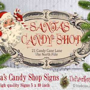 Santa's Candy Shop Signs, Christmas Decoration, Christmas Party Sign ...
